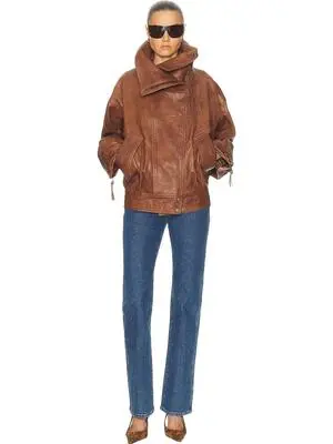BALMAIN Balmain High Collar Lambskin Jacket