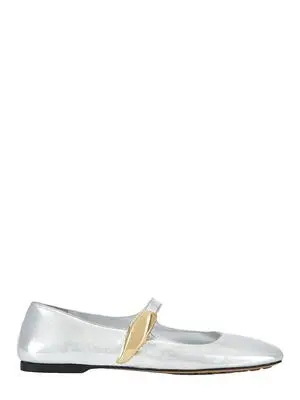 Bottega Veneta Lucy Ballerina Flat In Metallic - Silver