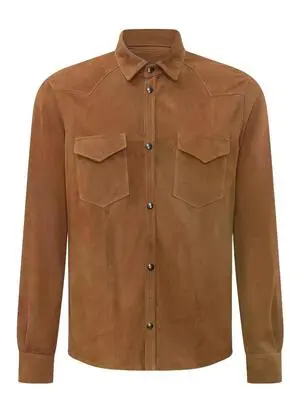RENZO ROMAGNOLI Suede Shirt Jacket - Brown