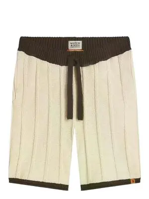 Scotch & Soda Ribbed Knit Drawstring Shorts - Neutrals