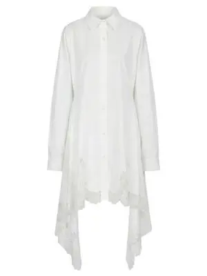 Monse Lace Detail Cascade Shirt Dress - White