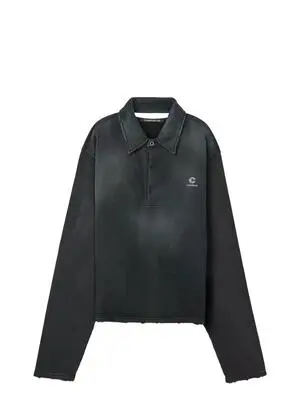 Camper Distressed Logo Collared Sweatshirt - Grey