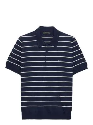 Prada Short-sleeved Striped Cotton Polo Shirt - Blue