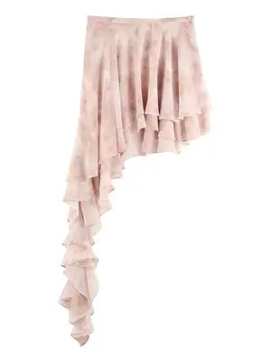 Arakii Asymmetric Ruffled Silk Mini Skirt - Multi