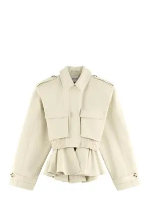 Arakii Cropped Boxy Cotton Jacket With Detachable Peplum - Neutral
