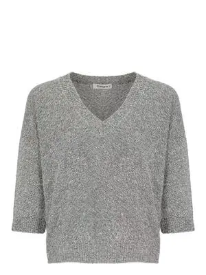 KANGRA Sequin Embellished V-neck Sweater - Grey