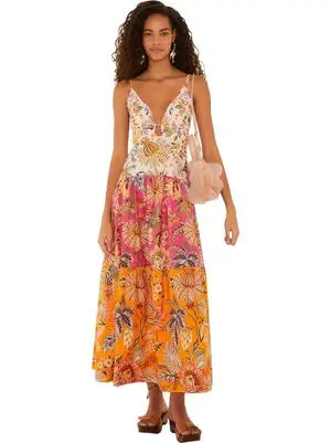Farm Rio Multicolor Floral Organic Cotton Maxi Dress - Ligia Floral Mixed