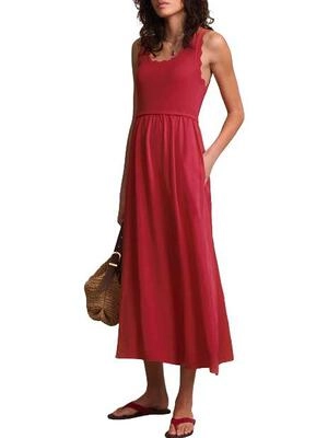 Mint Velvet Scallop Trim Midi Dress - Red