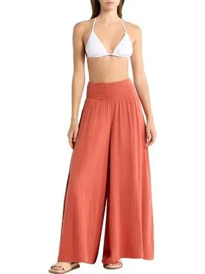 ELAN Elan Smocked Waist Palazzo Pants