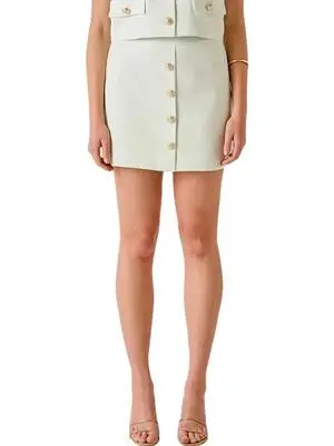 MARSY Button Front Miniskirt - Mint