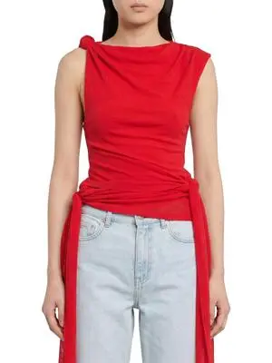 GANNI Asymmetrical Top - Red