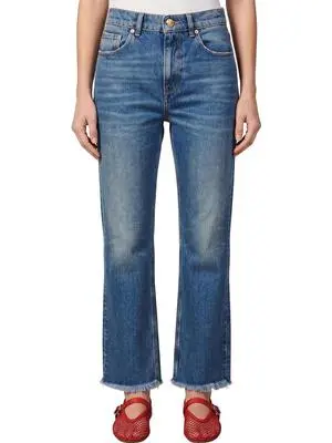 GOLDEN GOOSE Flared Cotton Denim Jeans - Blue
