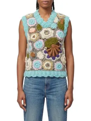 GANNI Floral Embroidered Knit Vest - Multicolor