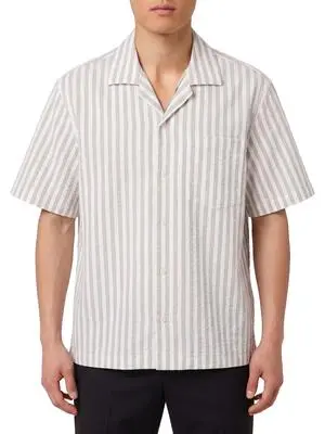 BOSS Striped Stretch Cotton Casual Shirt - Red
