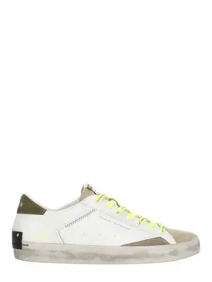 CRIME LONDON Distressed Leather Low Top Sneakers - Ivory