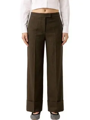 PT TORINO PT Torino Wide Leg Cropped Cuffed Pants Cocoa