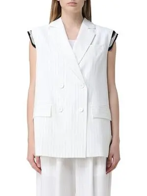 MEIMEIJ Viscose Blend Vest With Pleated Panel - Ice