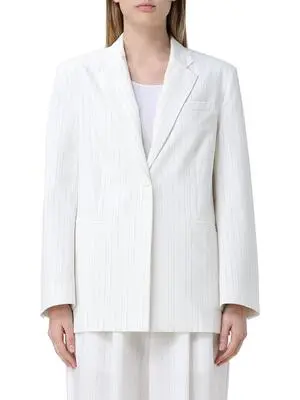 MEIMEIJ Single-breasted Pinstriped Viscose Blend Blazer - Ice