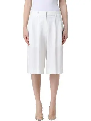 MEIMEIJ Meimei Viscose Blend Pinstriped Knee-length Shorts - Ice