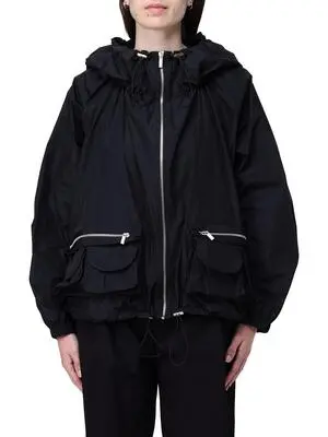 MEIMEIJ Oversized Hooded Polyester Bomber Jacket - Black
