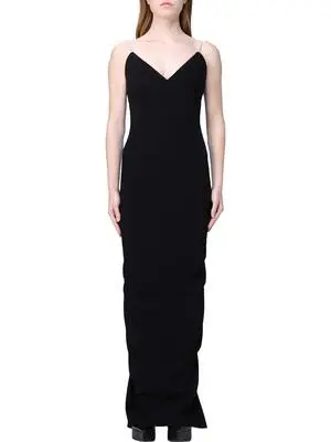 Rick Owens Long Stretch Jersey V-neck Dress - Black