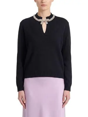 Valentino Garavani Embellished Neckline Pullover - Black