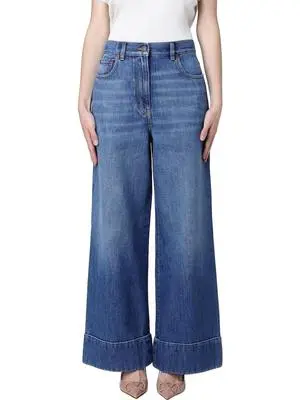 Valentino Garavani Cotton Wide-leg Jeans - Denim