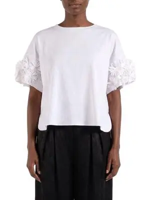 MEIMEIJ Embellished Sleeve T-shirt - White