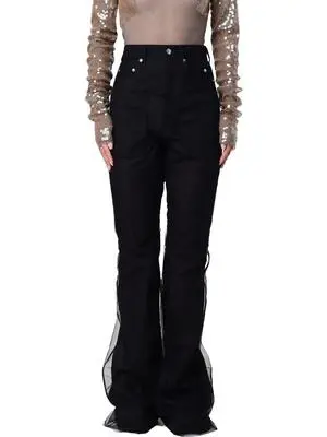Rick Owens Rick Owens Flared Cotton And Tulle Trousers Black