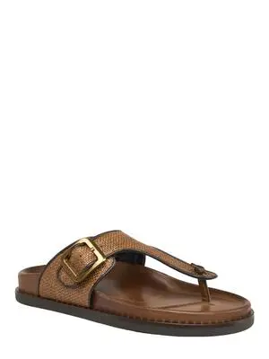 GRACE FOOTWEAR Kea Woven T-strap Sandal - Brown