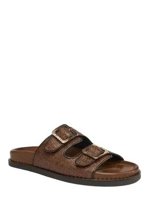 GRACE FOOTWEAR Grace Footwear Kimolos Woven Slide Sandal With Gold Tone Buckles