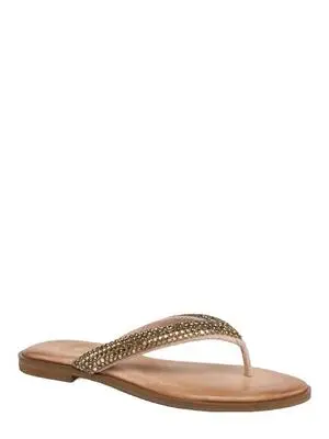 GRACE FOOTWEAR Patmos Crystal Flip Flop - Camel