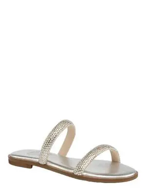 GRACE FOOTWEAR Paros Crystal Embellished Slide Sandals - Silver
