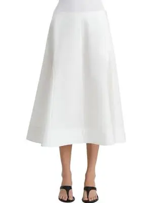 Khaite A-line Cotton Midi Skirt - Chalk
