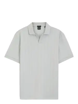 BOSS Cotton-jacquard Polo Shirt With Johnny Collar - Light Blue
