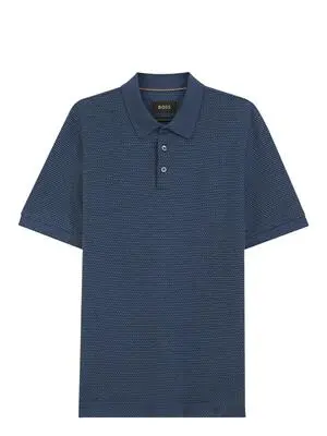 BOSS Regular-fit Polo Shirt With Micro Mouliné Finish Light Blue