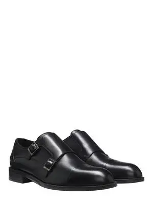 BOSS Leather Double Strap Monk Shoes - Black