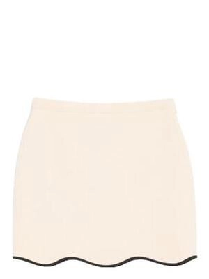 Valentino Garavani Valentino Crepe Couture Mini Skirt With Scalloped Hem Vanilla/black