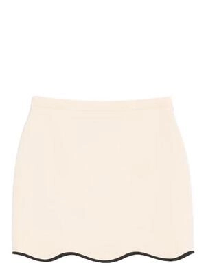 Valentino Garavani Crepe Couture Mini Skirt With Scalloped Hem - Vanilla/black