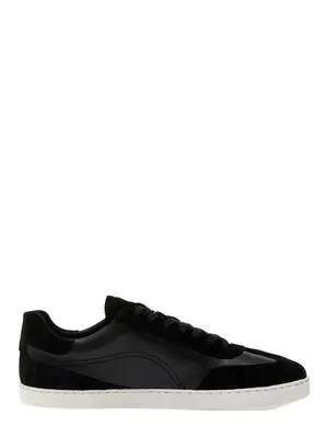GROUNDIES Suede-panelled Leather Sneakers - Black