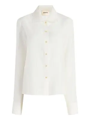 Khaite Jaylin Sheer Organdy Button-up Shirt - Chalk