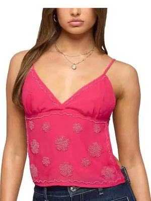 EDIKTED Kazi Floral Bead Top - Fuchsia