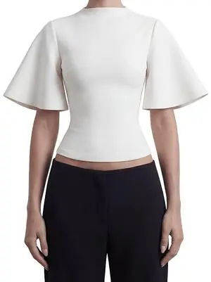 HEIRESS BEVERLY HILLS Sculpt Tee With Structured Sleeves - Ivory
