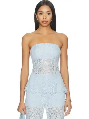 Cami Nyc Strapless Lace Peplum Top - Dew