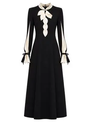 JULIA ALLERT Cocktail Ankle-length Dress With Ivory Satin Details - Black