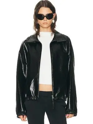 COURREGES Vinyl Zipped Bomber Jacket - Black