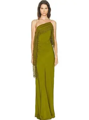 Christopher Esber Droplet Bead Crochet Trimmed Cami Dress - Lizard