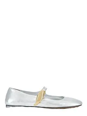 Bottega Veneta Lucy Ballerina Flat In Metallic - Silver