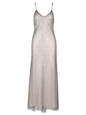 SEMICOUTURE Maxi Dress In Tulle With Sequins And Beads - Grey