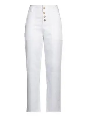 SEMICOUTURE Cotton Linen High Waisted Tapered Leg Chinos - White